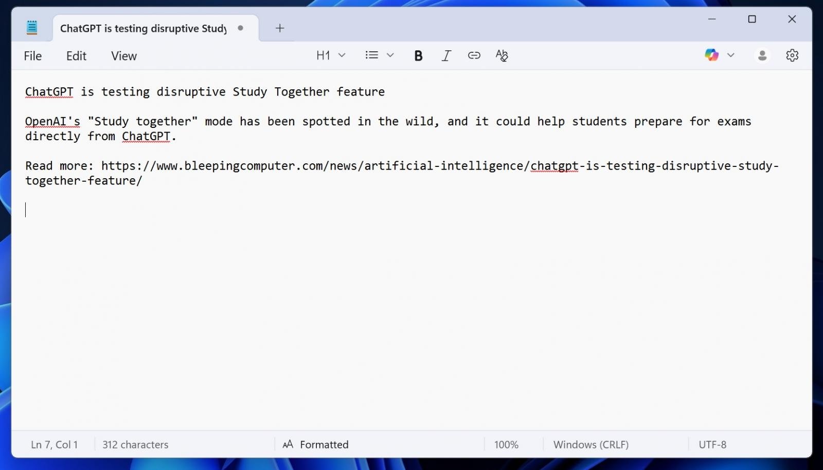 Hands on with Windows 11 Notepad's new markdown support